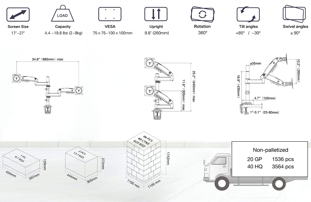 Monitor Arm-Office H180_ Monitor Arm-Office_ NB North Bayou Kunshan ...